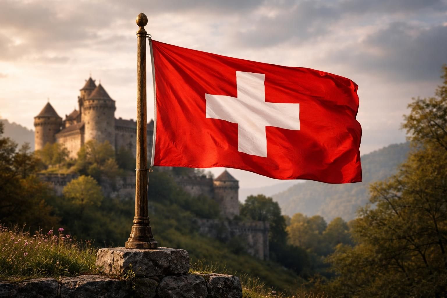 Drapeau rouge à croix blanche : histoire et symboles